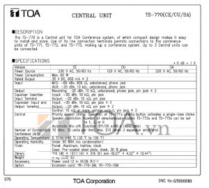 TOA TS-770 : amly trung tâm Thiết bị hội thảo- Trung Chính Audio